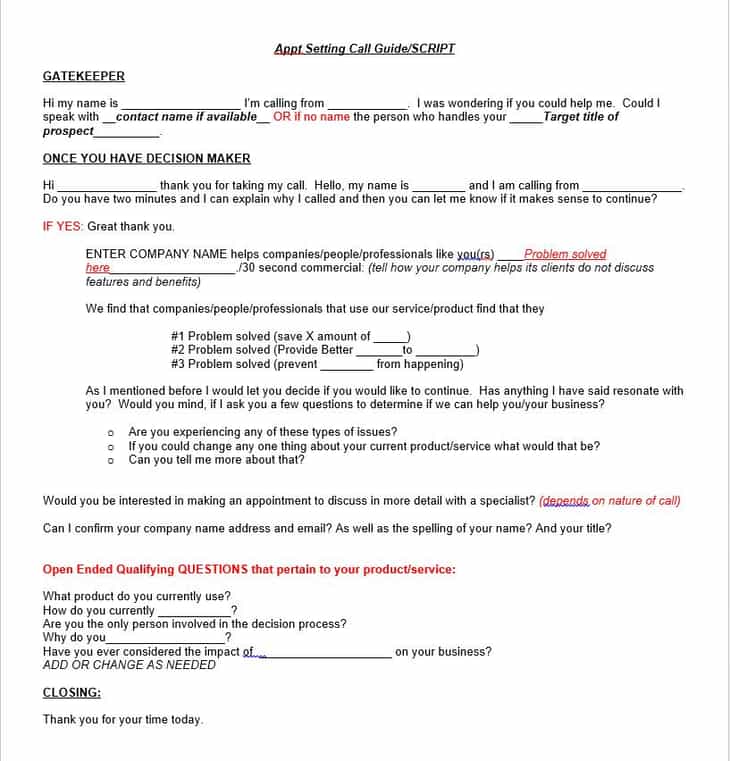 Download Your Free Sales Appointment Setting Script